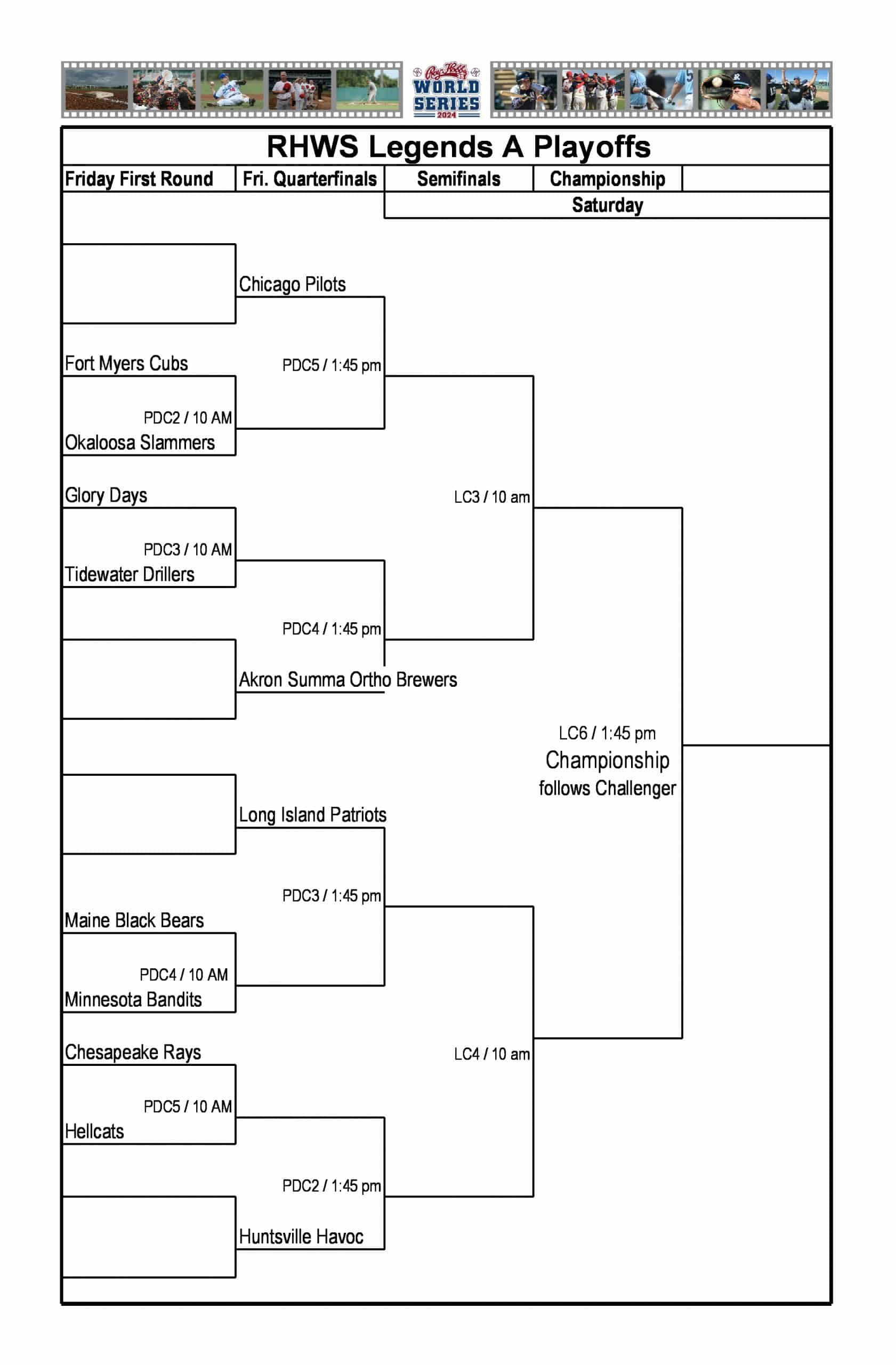 RHWS 35 Legends Schedule Results and Standings - Roy Hobbs Baseball